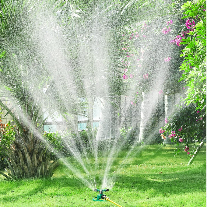 Automatic 360° Rotating Lawn Sprinkler – 3-Arm Adjustable Garden Water ...