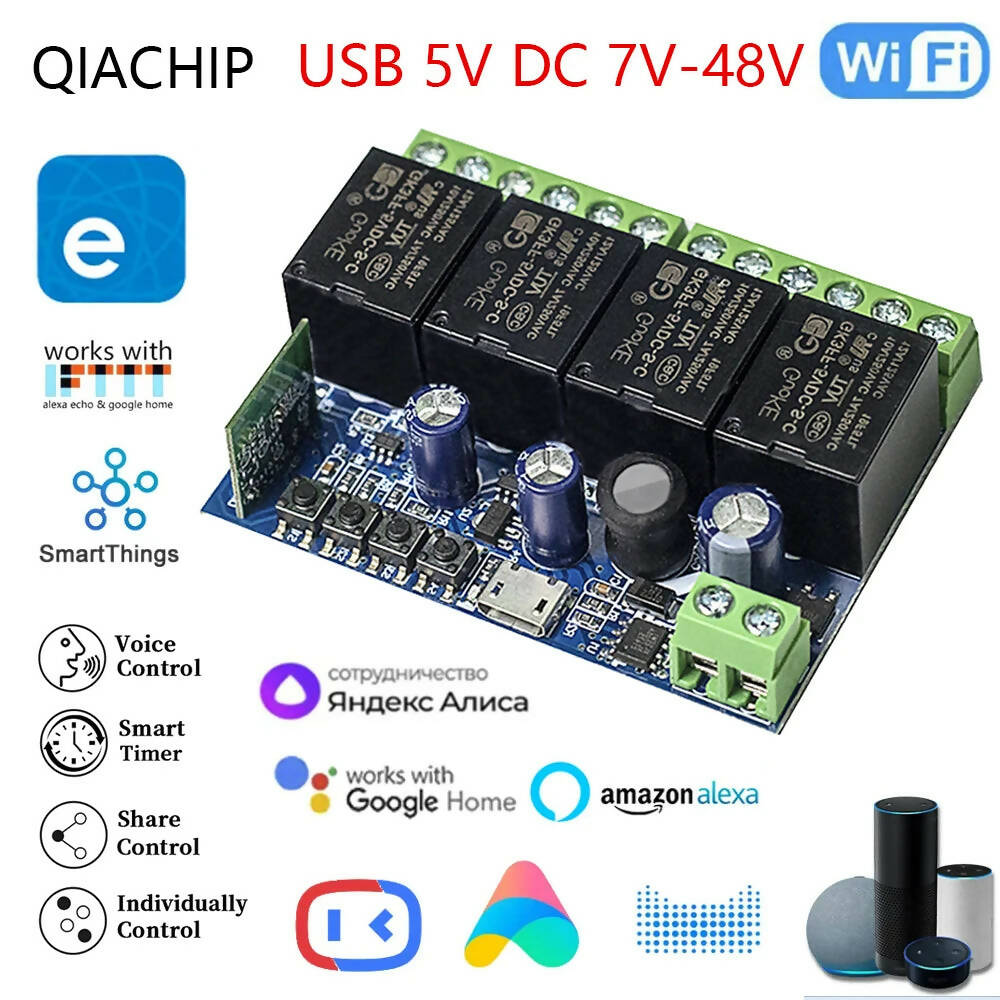 EWeLink Smart Wifi Switch Smart Relay Module DC 5V 12V 24V 4 Channel W ...