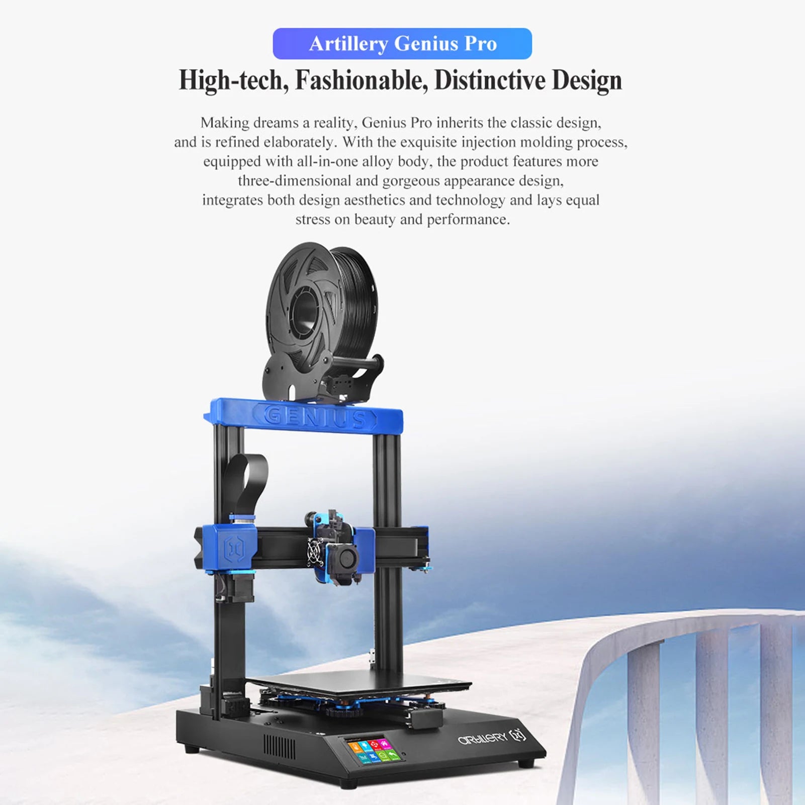 Go Genius Pro/Genius 3D Printer 220x220x250mm Printing Size with 2.8in ...