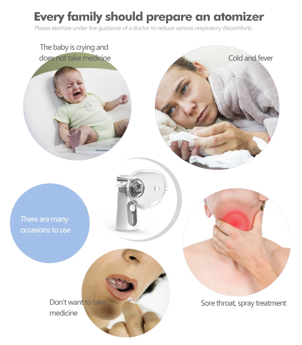 Handheld Portable autoclean Inhale Nebulizer Mesh Atomizer silent inha ...