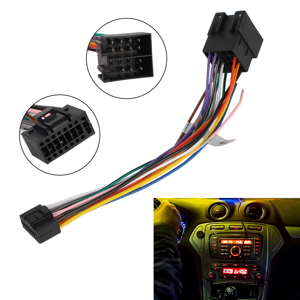 16 Pin Plug Cable ISO Standard Connector Adapter Car Stereo Radio For ...