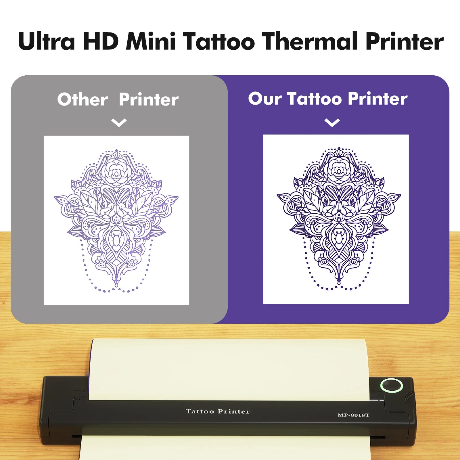 A4 Portable Printer Wireless Thermal Bluetooth Tattoos Printer Mini Th ...