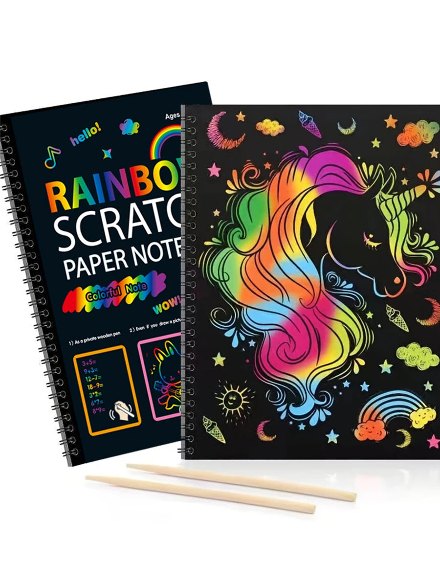 12 sheets/set of rainbow scratch-off books, art and craft supplies set ...