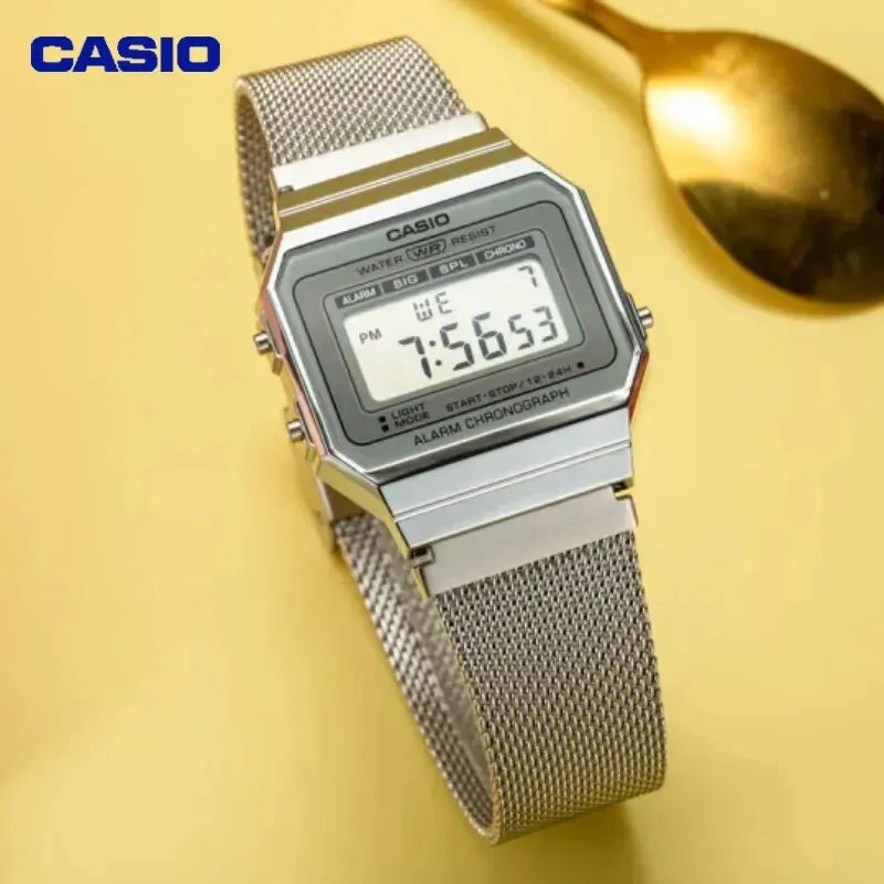 Casio Retro Digital Men's Watch Business Small Silver Gold Watch Serie ...
