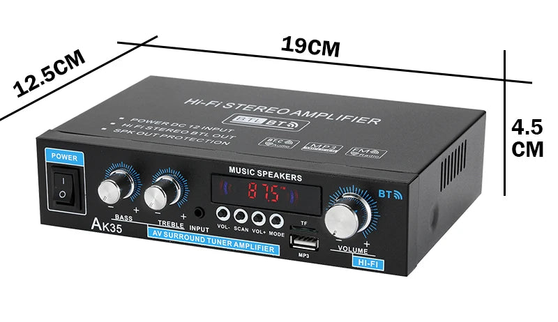 AK45/AK35 800W Home Power Amplifier 2 Channel Bluetooth 5.0 Mini Hifi ...
