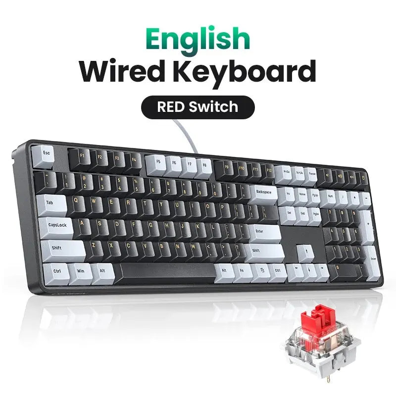 UGREEN Mechanical Keyboard English 108 PBT Keycaps Wired Keyboard Red ...