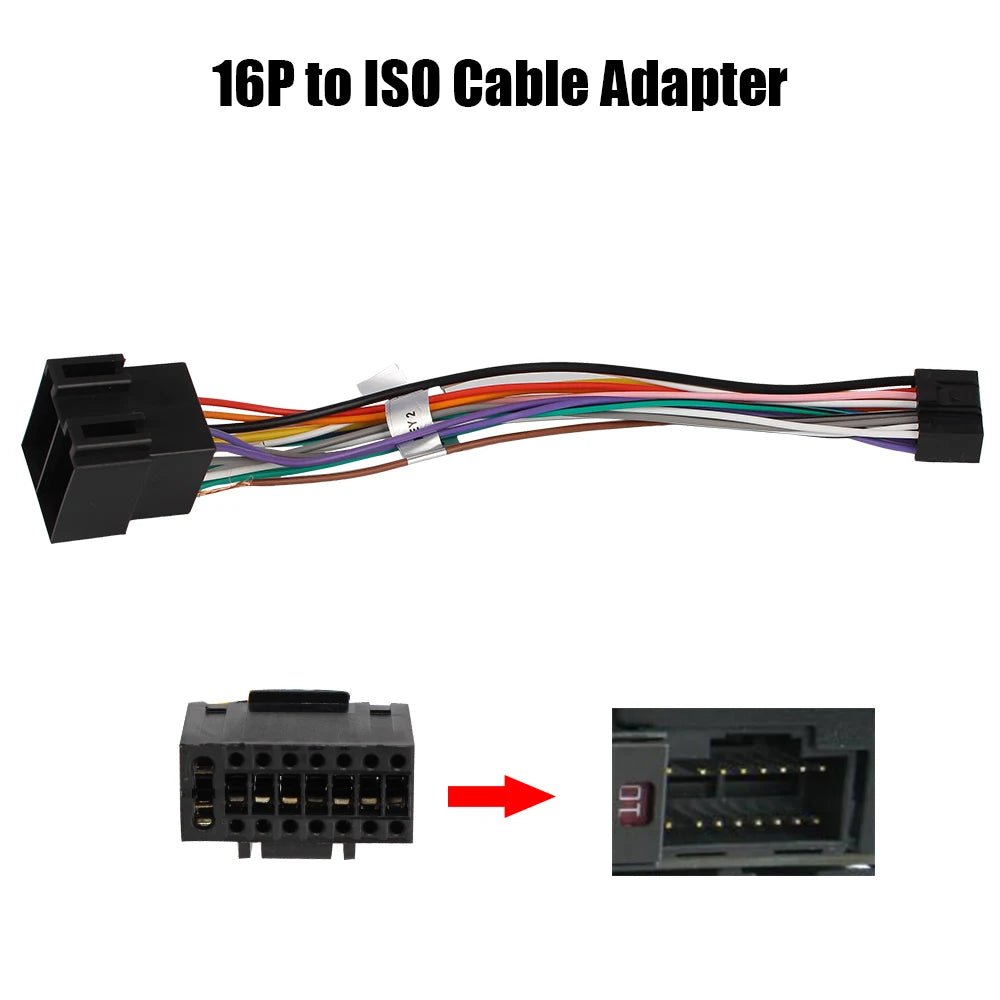 16 Pin Plug Cable ISO Standard Connector Adapter Car Stereo Radio For ...