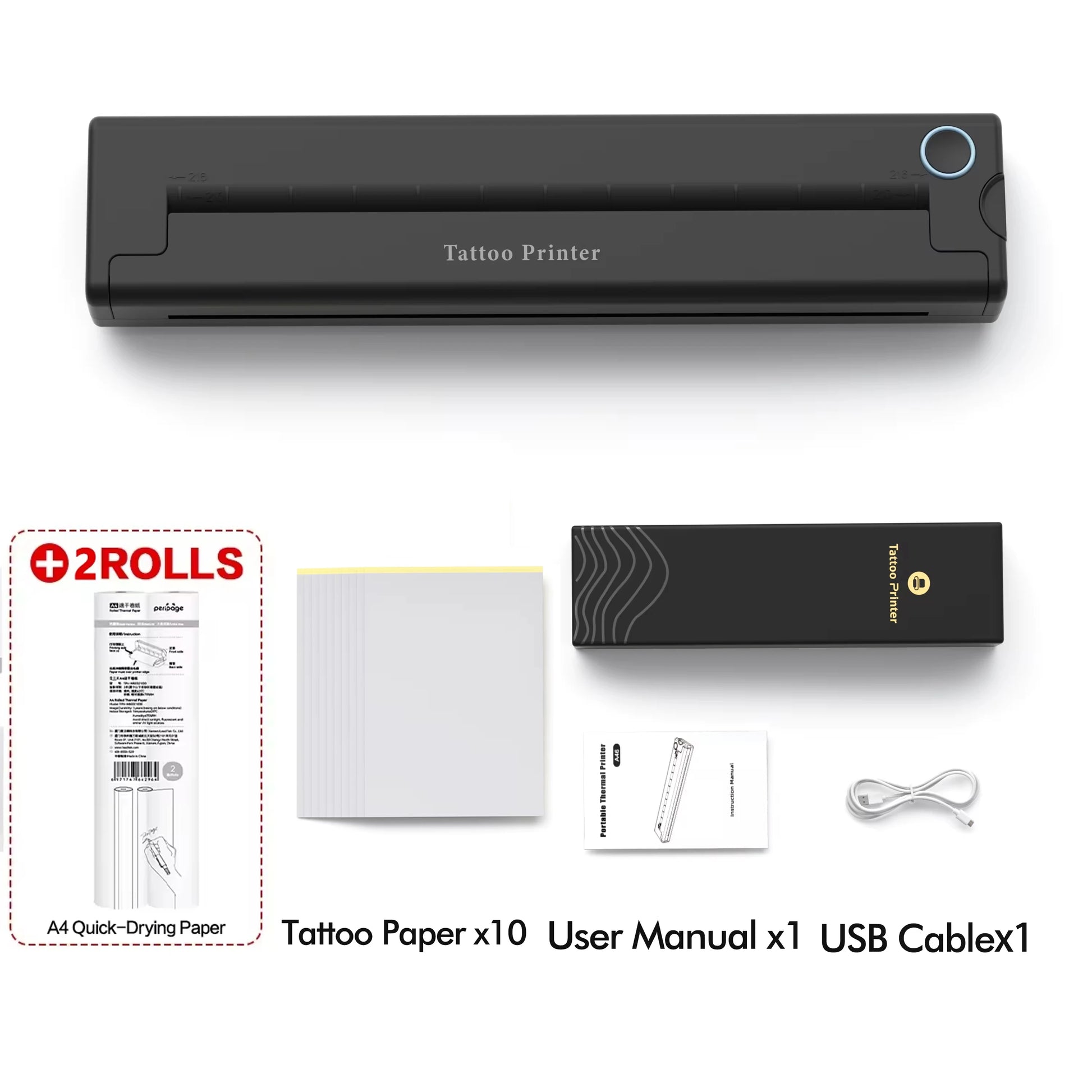 A4 Portable Printer Wireless Thermal Bluetooth Tattoos Printer Mini Th ...