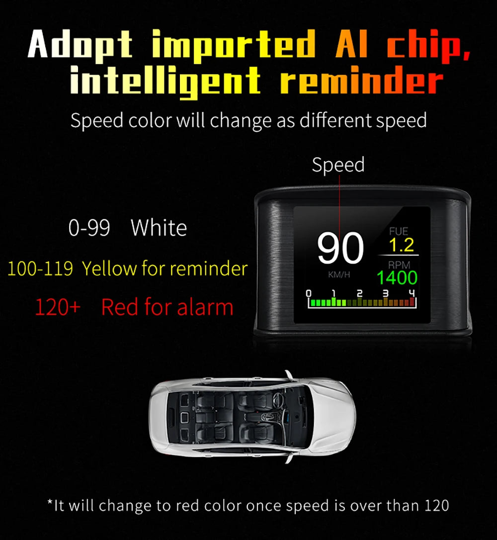 P10 Pro Head Up Display On-board Computer Car Digital OBD2 Mileage OBD ...