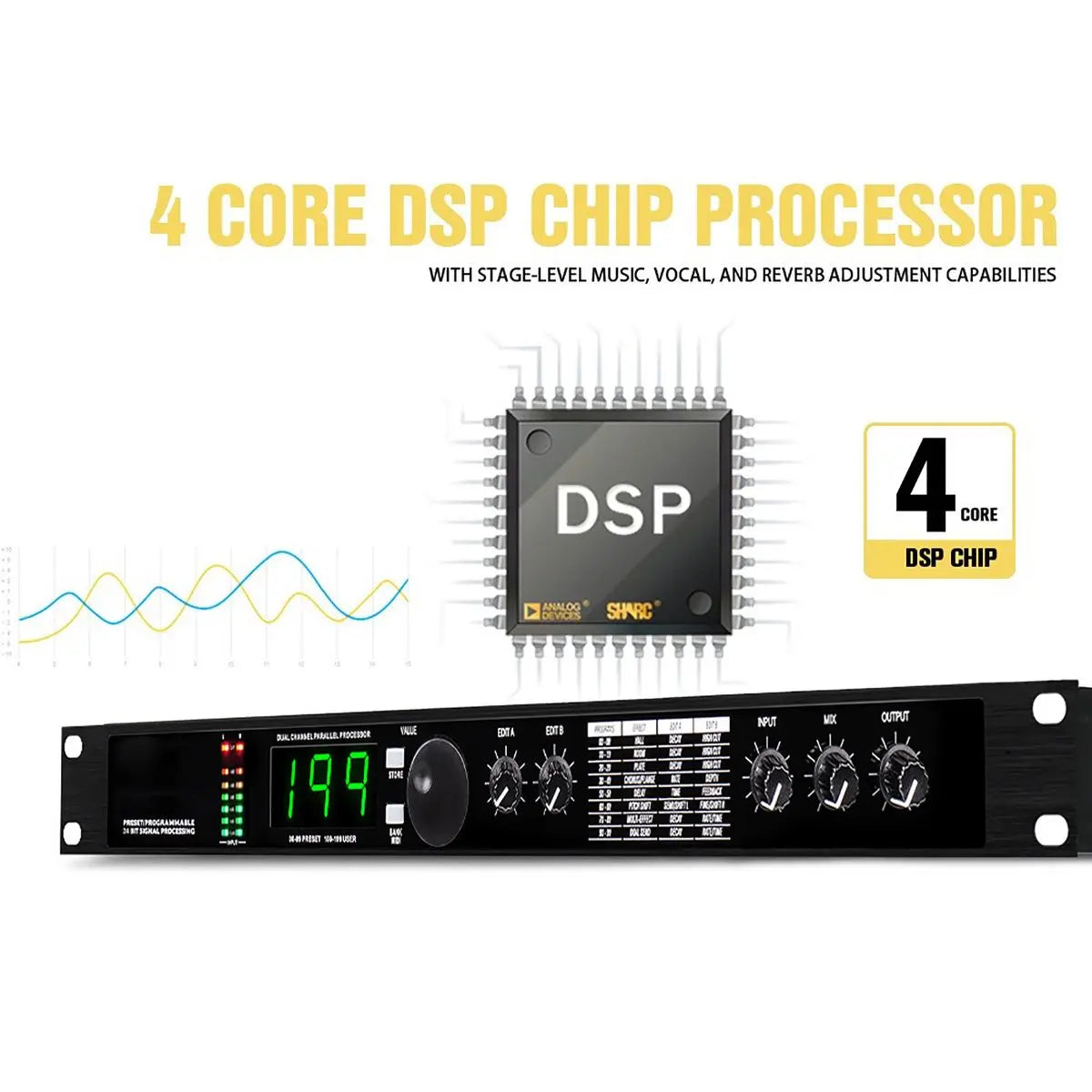 Professional digital reverberation multi effect DSP processor audio pr ...