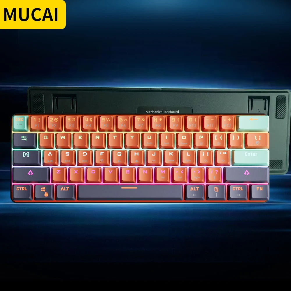 MUCAI 61 key mechanical keyboard red switch RGB backlight hot swappabl ...