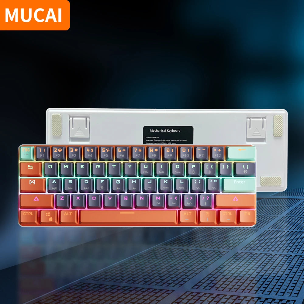 MUCAI 61 key mechanical keyboard mini portable practical red axis wire ...