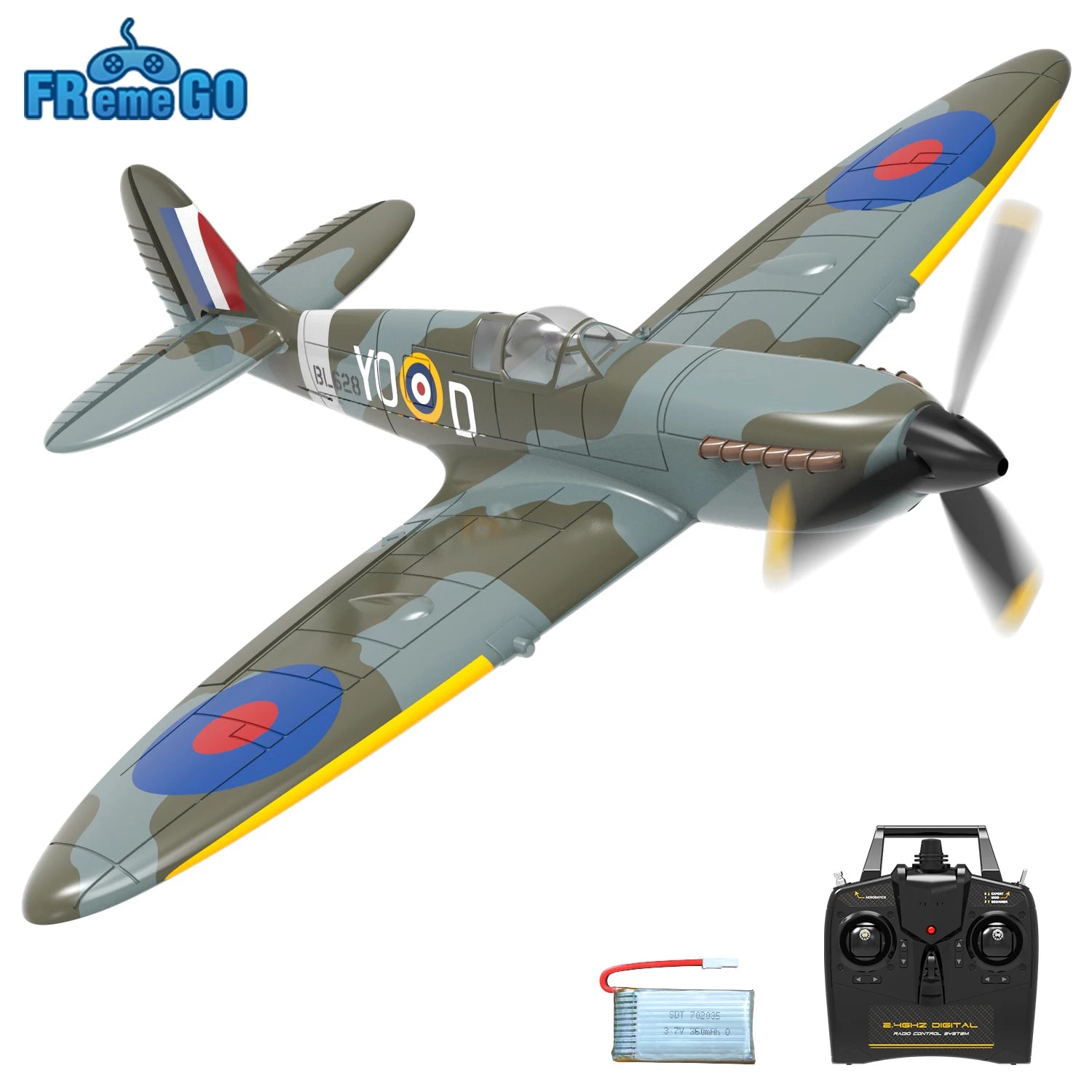 Volantex New Spitfire RC Plane EPP 400mm Wingspan RC Fighter One Key A ...