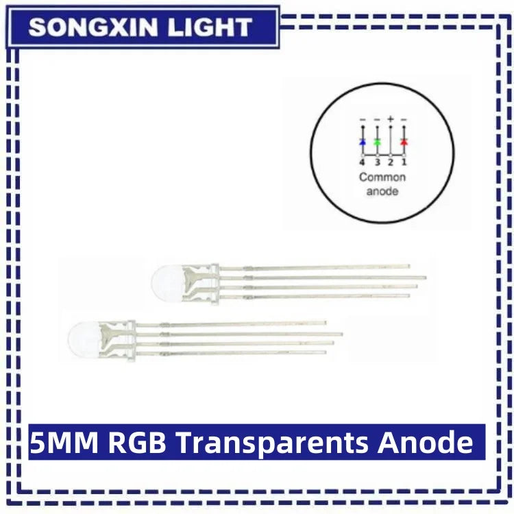 SONGXIN 100pcs 5mm RGB LED Common Cathode / Common Anode Tri-Color Emi ...