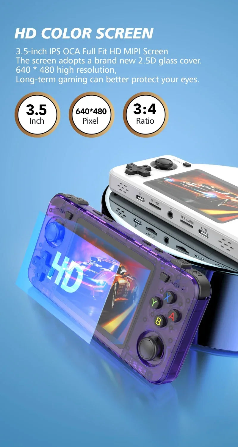 R36H Retro Handheld Video Game Console 3.5 Inch IPS Screen 10000+ Game ...