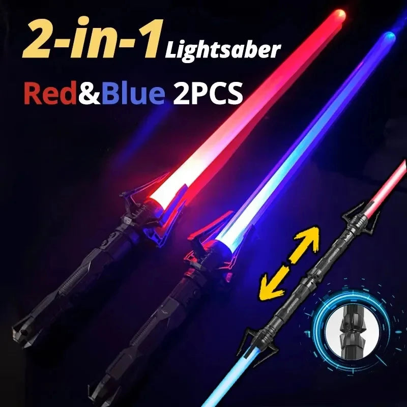 2PCS 2-in-1 Laser Sword Red and Blue Double Saber Transformation Child ...