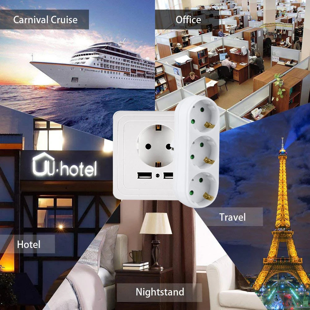 European Plug German Standard Wall Socket Extension Plug 1 to 3 Wall P ...