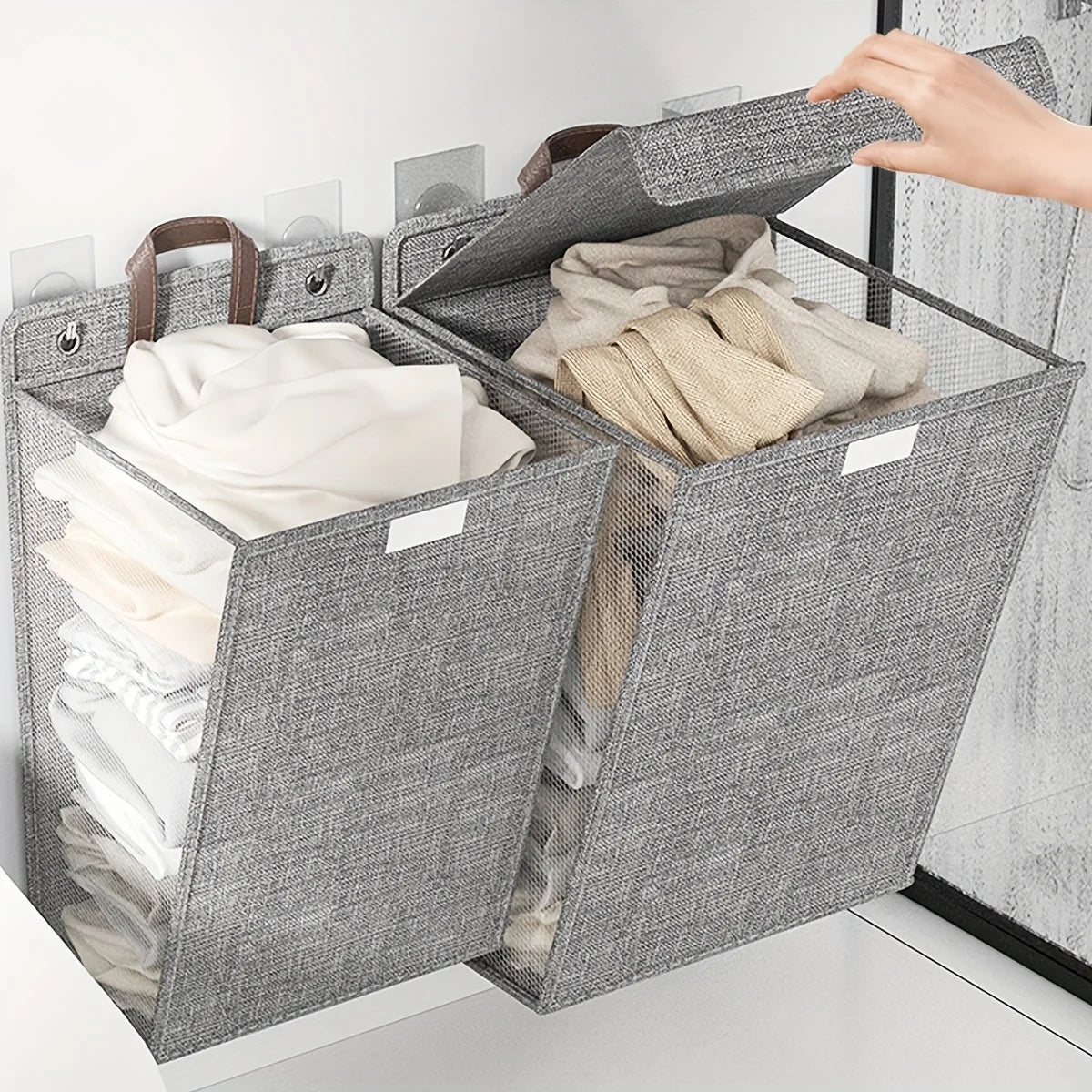 1pc Wall Hanging Hamper Dirty Clothes Storage Basket Household Folding Laundry Basket For Bathroom Bedroom Living Room Home