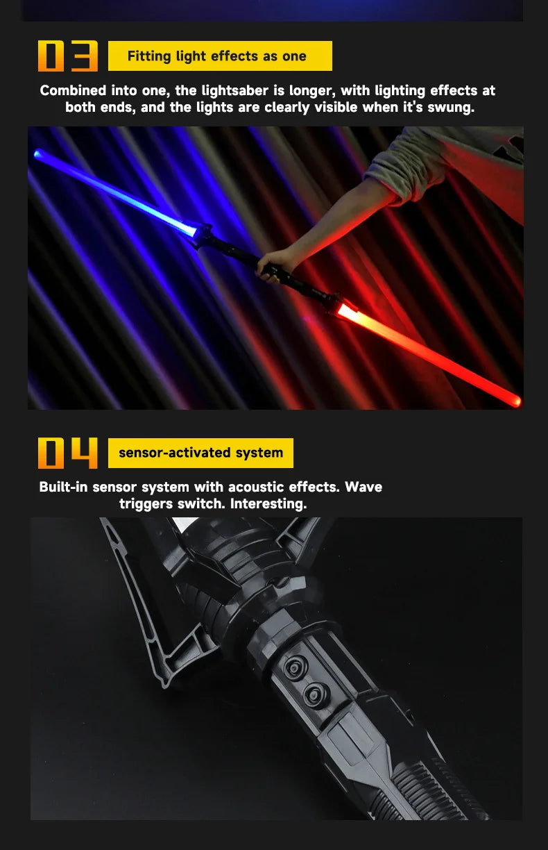 2PCS 2-in-1 Laser Sword Red and Blue Double Saber Transformation Child ...