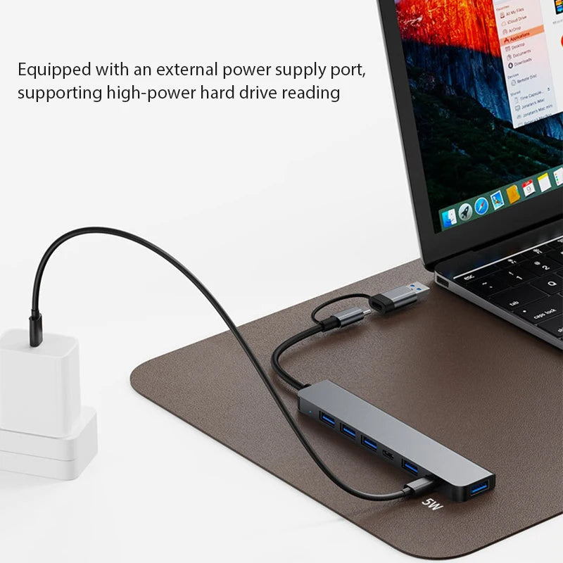8 In 2 USB HUB With Splitter Card Reader, USB C Port, USB 3.0, SD/TF S ...