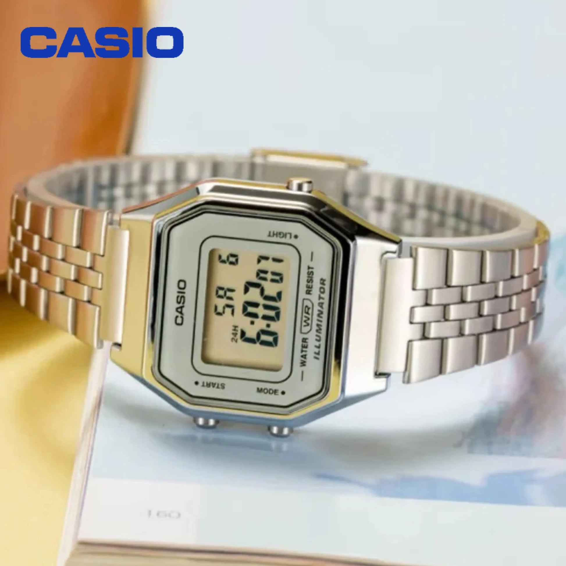 Casio Retro Digital Men's Watch Business Small Silver Gold Watch Serie ...