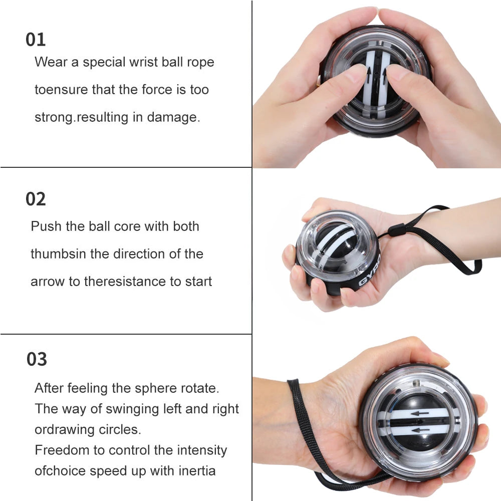 Self starting wrist gyro ball power trainer wrist strengthening device ...