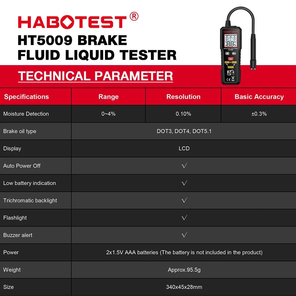 Digital Brake Fluid Tester Auto Car Brake Oil Moisture Detector DOT3/D ...