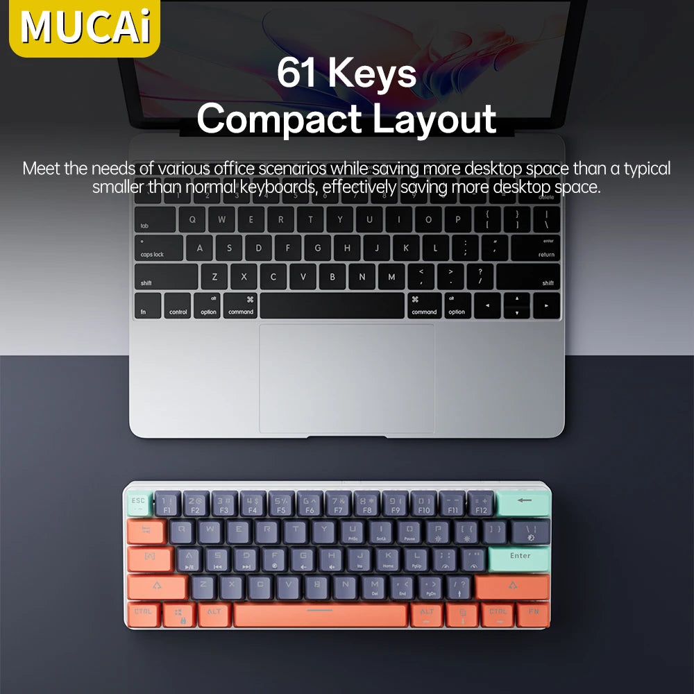 MUCAI 61key mechanical keyboard red axis RGB backlight effect hot swap ...