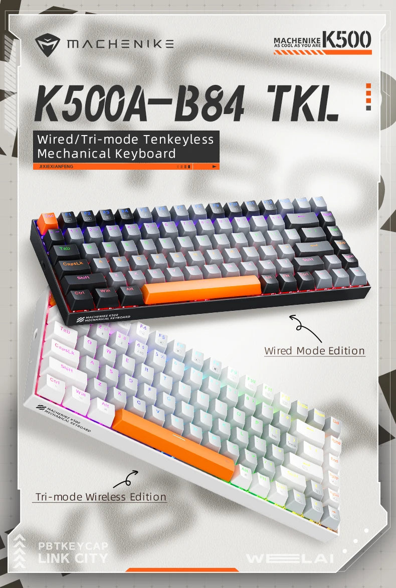 Machenike K500A-B84 Mechanical Keyboard 75% TKL Hot-Swappable Wired Ga ...