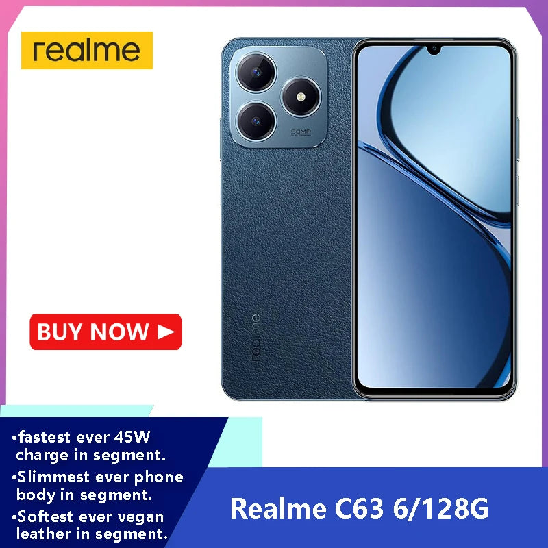 Realme C63 4G 6GB RAM+128GB Android Smartphone, 6.74'' 90Hz FHD+ Displ ...