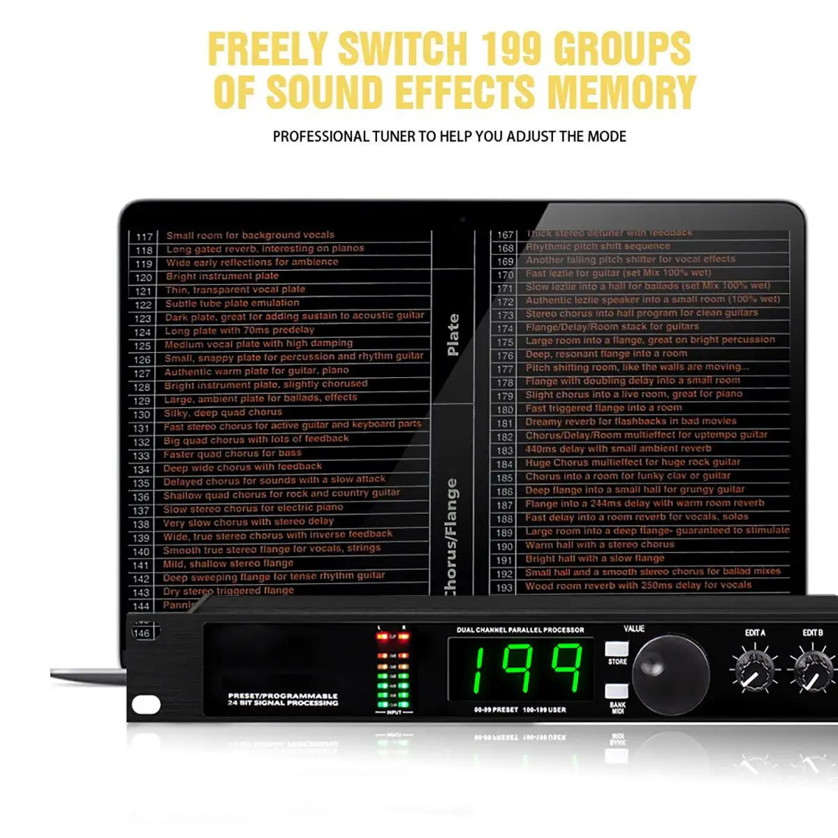 Professional digital reverberation multi effect DSP processor audio pr ...