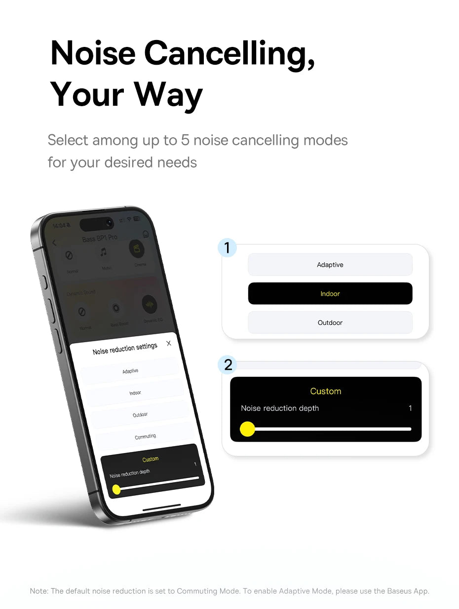 Baseus EP10 Pro ANC Earphones Wireless Bluetooth 6.0 50dB Realtime Ada ...