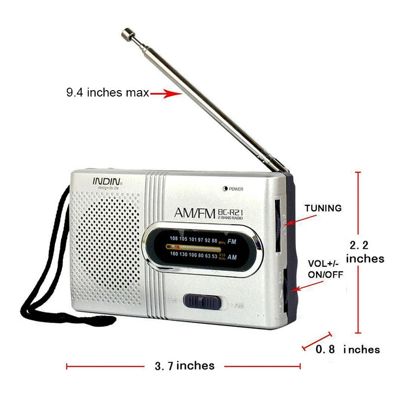 NEW Portable Mini Radio Handheld Dual Band AM FM Music Player Speaker ...