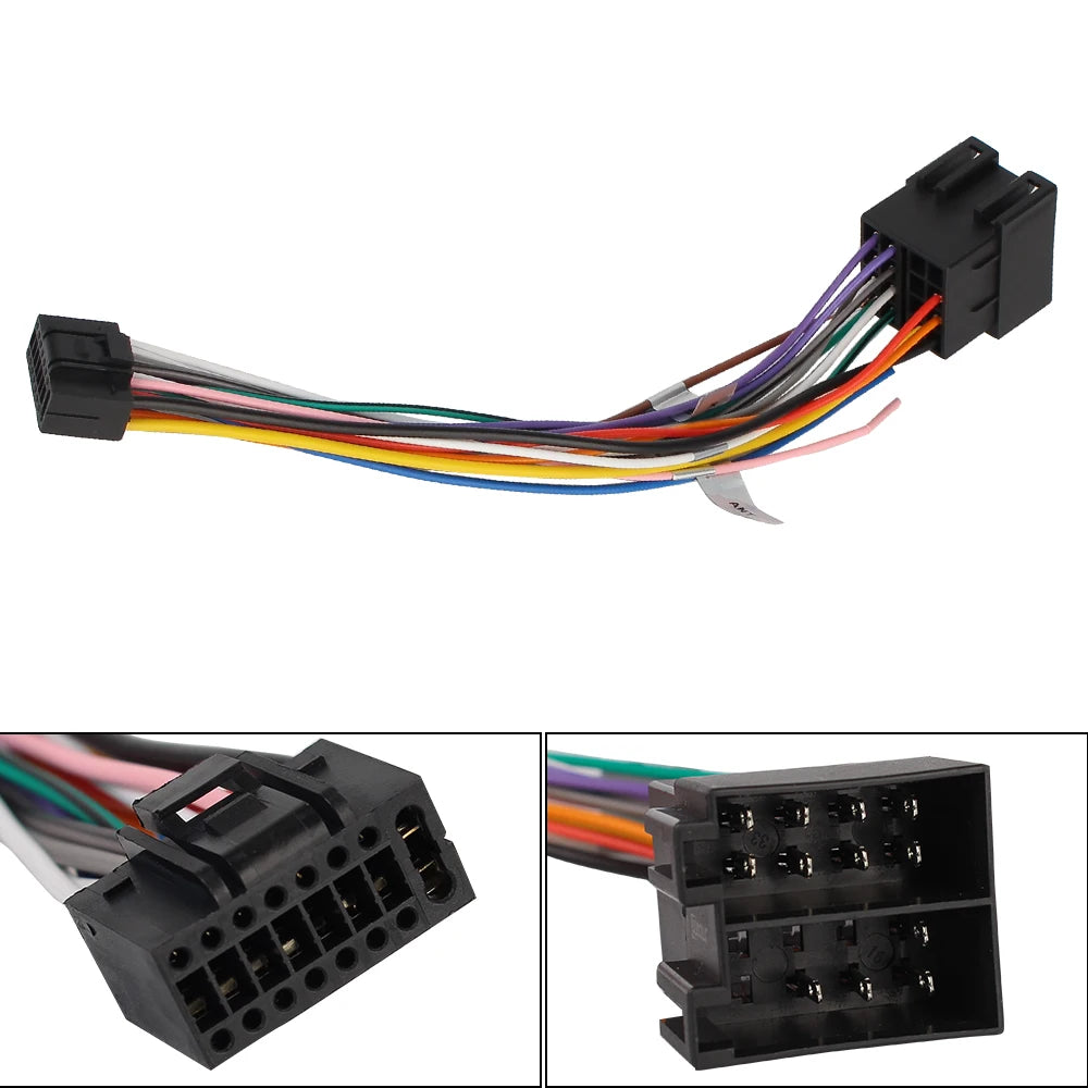 16 Pin Plug Cable ISO Standard Connector Adapter Car Stereo Radio For ...