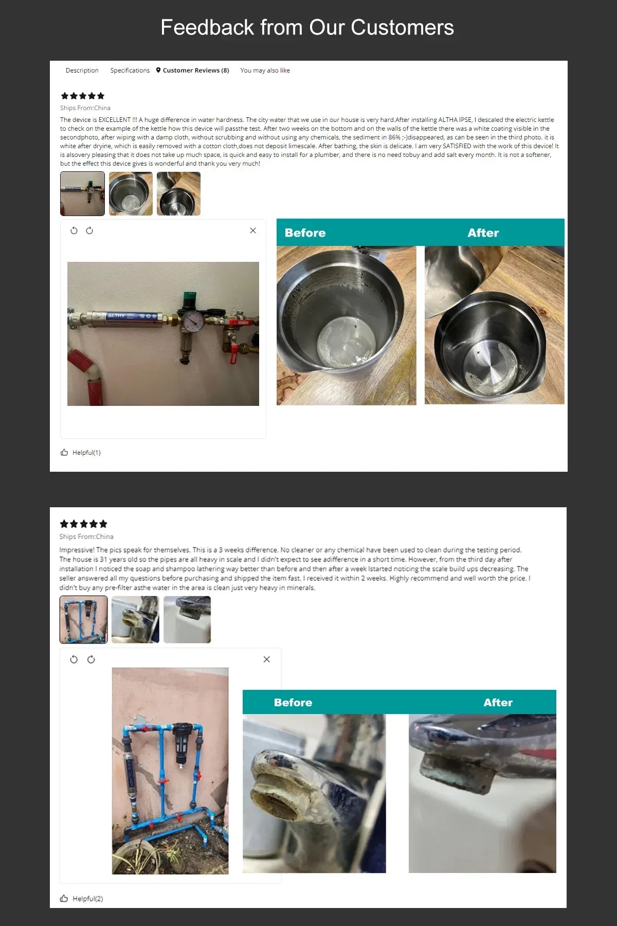 ALTHY AL-WS100 Whole House Water Descaler Scale Inhibition Softener Sy ...