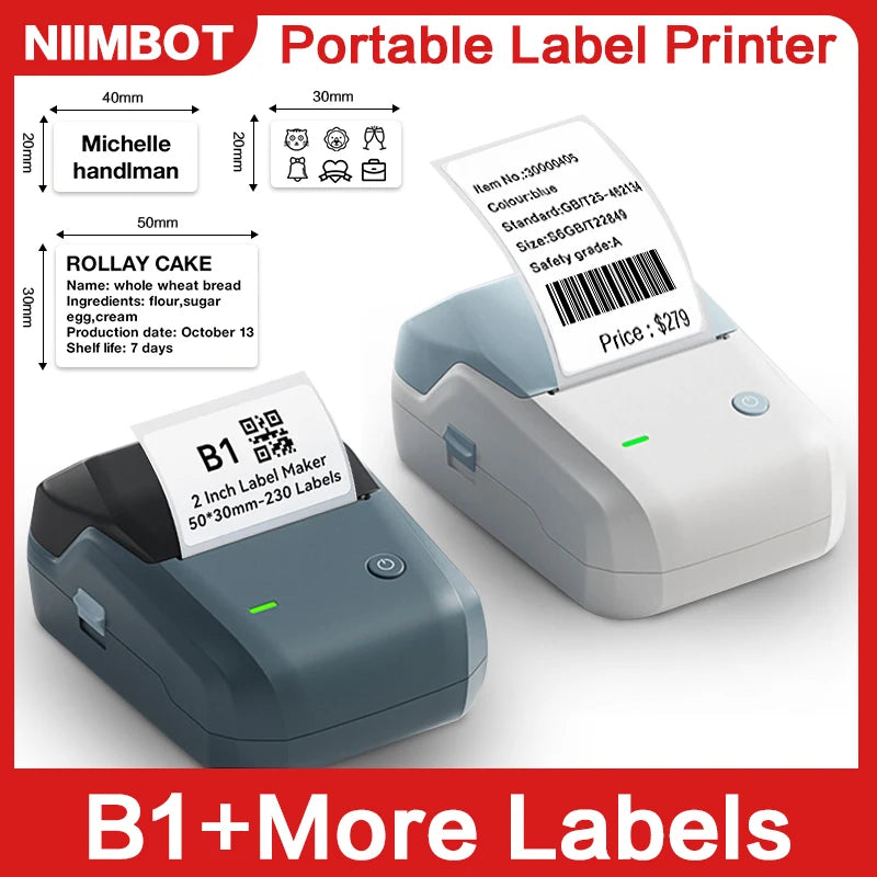 Niimbot B1 Portable Thermal Printer Handheld Adhesive label printer Fo ...
