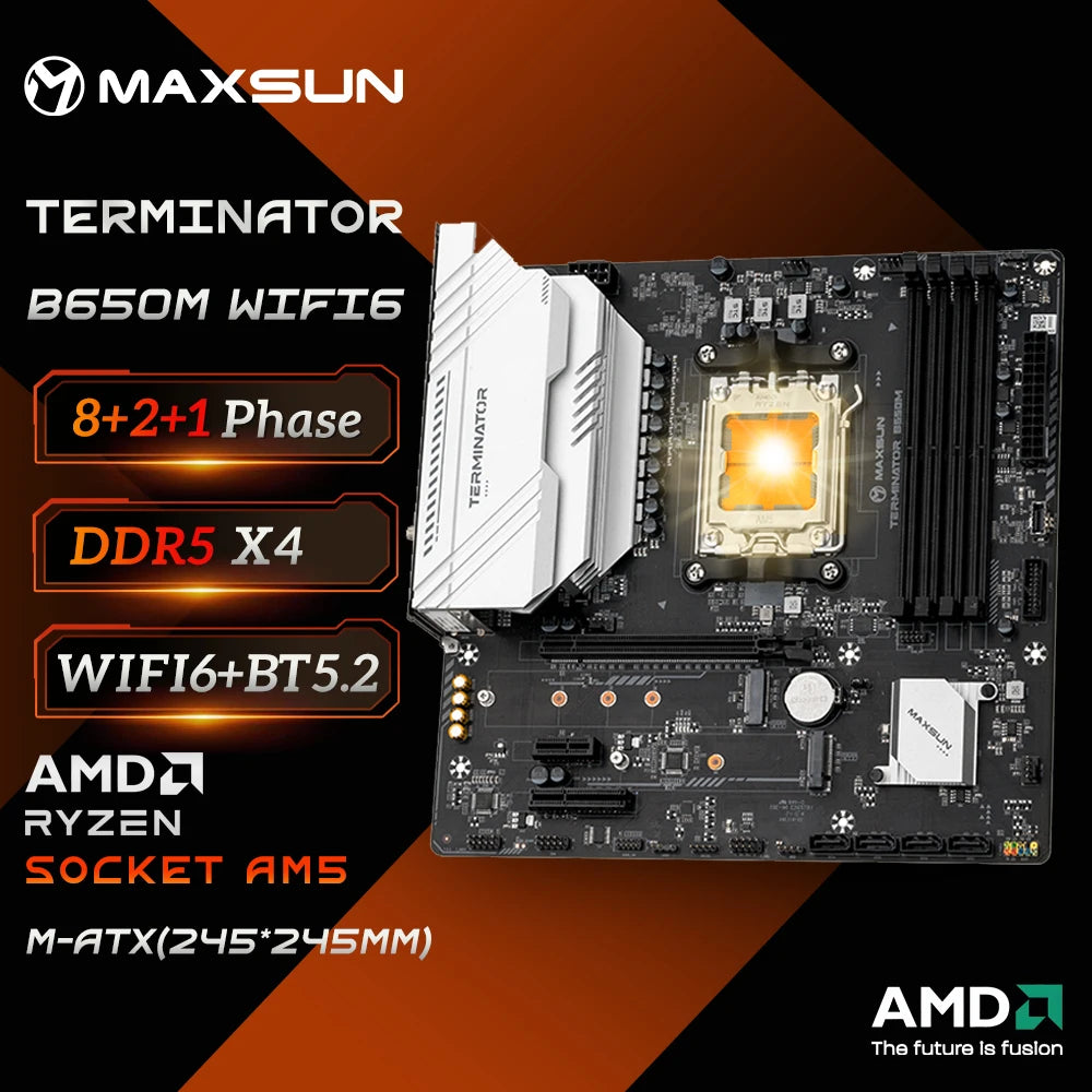 MAXSUN Terminator B650M WiFi6 Computer Motherboard support AMD CPU AM5 ...
