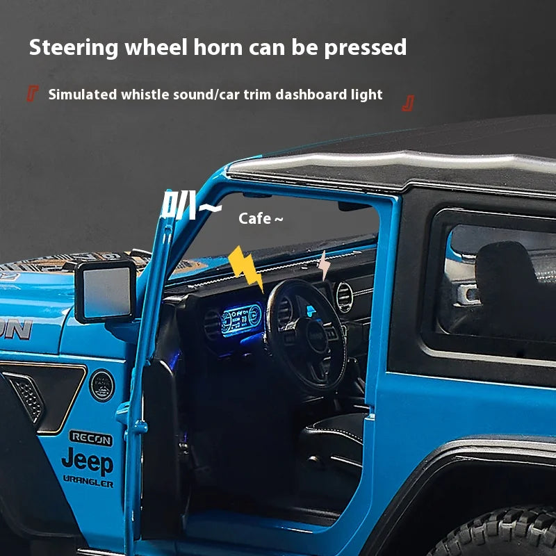 1:18 Scale Jeep Wrangler Alloy Model Car Toy with Sound & Light Effect ...