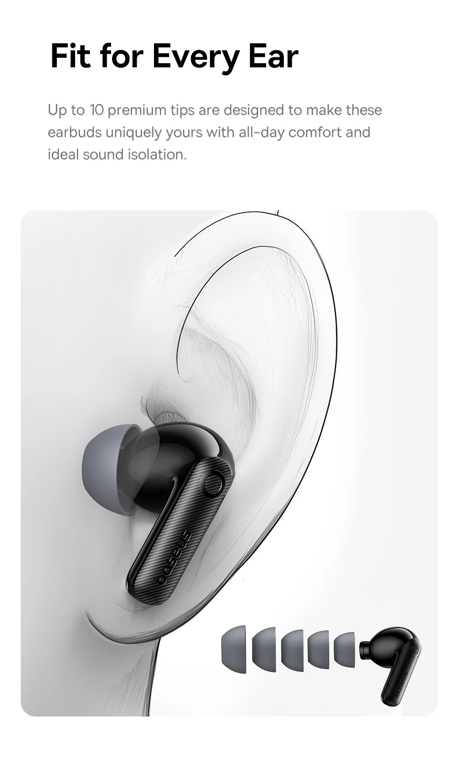 Baseus EP10 Pro ANC Earphones Wireless Bluetooth 6.0 50dB Realtime Ada ...