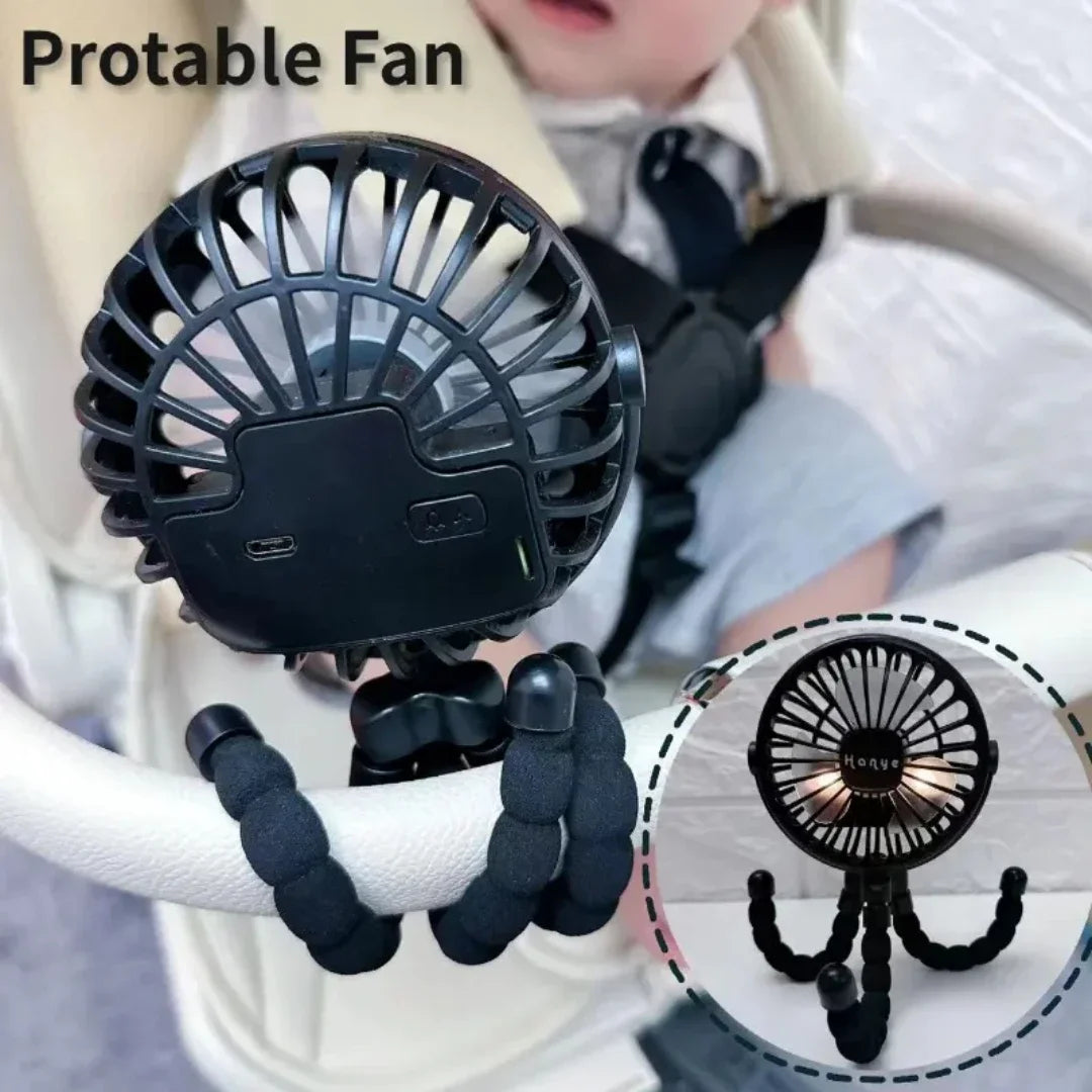 Baby Stroller Fan Hand Held Rechargeable USB Bladeless Small Folding F ...