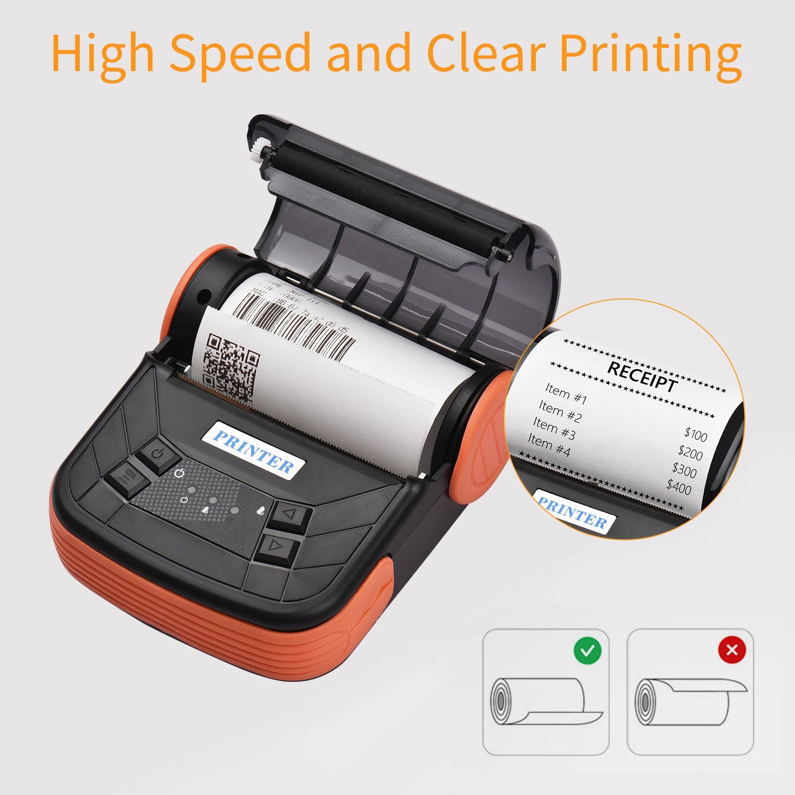 80mm Portable Thermal Printer Wireless Bluetooth Mobile Pocket Bill Pr ...