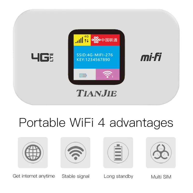 TIANJIE 150Mbps 4G Wifi Router Sim Card Wireless Modem FDD/TDD Pocket – NairoMarket