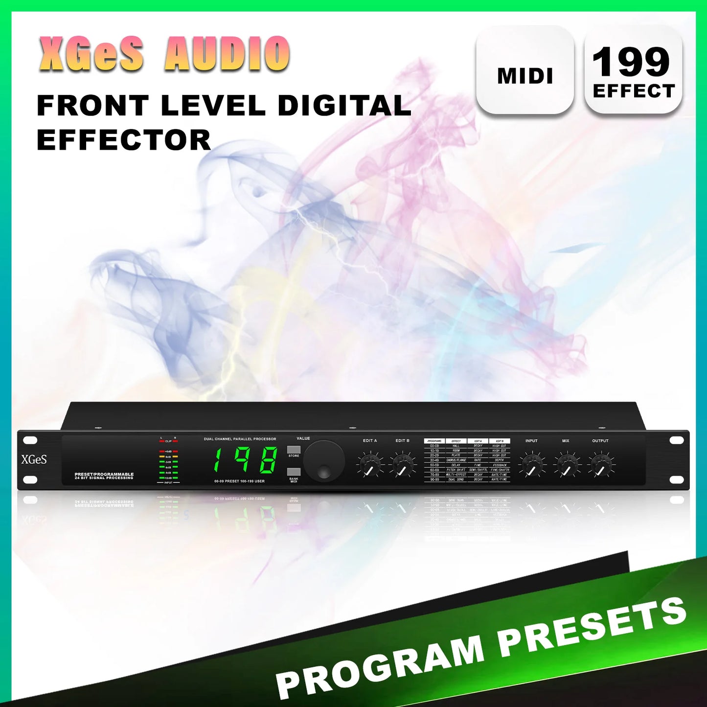Professional digital reverberation multi effect DSP processor audio pr ...
