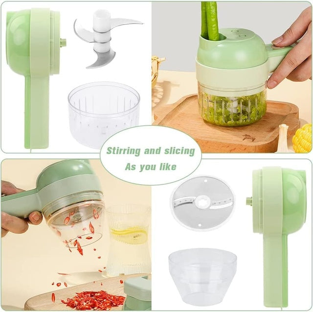 4 In 1 Handheld Electric Vegetable Cutter Set Slicer, Multifunctional ...