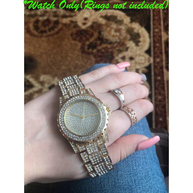 Gold Watch with Iced Watch Crystals – NairoMarket