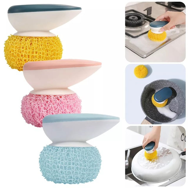 Kitchen Cleaning Ball, Polyester Kitchen Sponge Plate Washing Brush, N ...