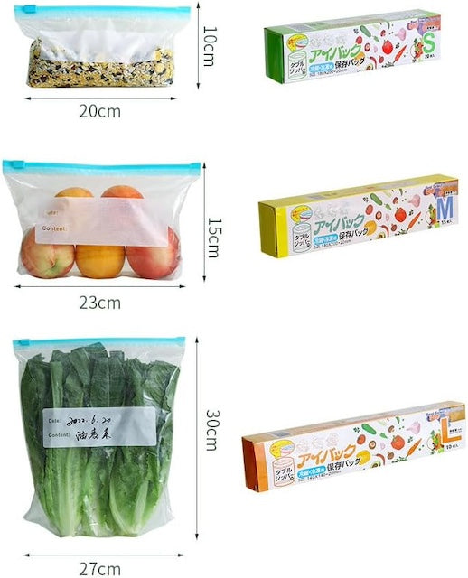 Reusable Fridge Bags with Zipper and Box Packing, Food Storage Bag wit ...