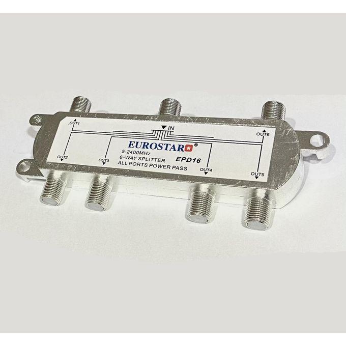 Eurostar 6 Way 5-2400 MHz Coaxial Antenna Cable Splitter – NairoMarket